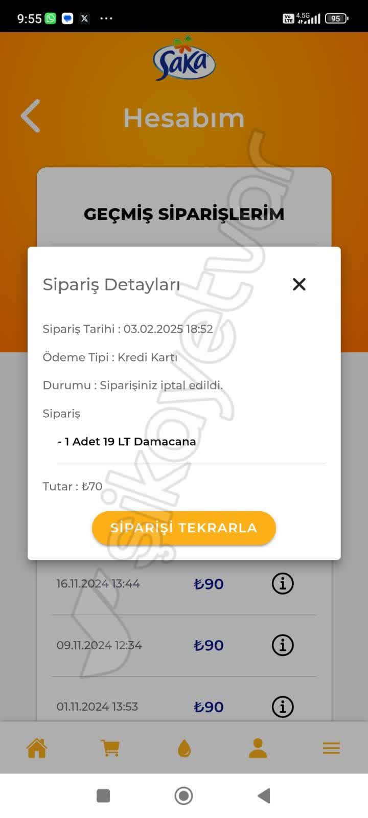 Saka Su Sipariş İptali Ve Bayi Keyfiyeti Mağduriyeti - Şikayetvar