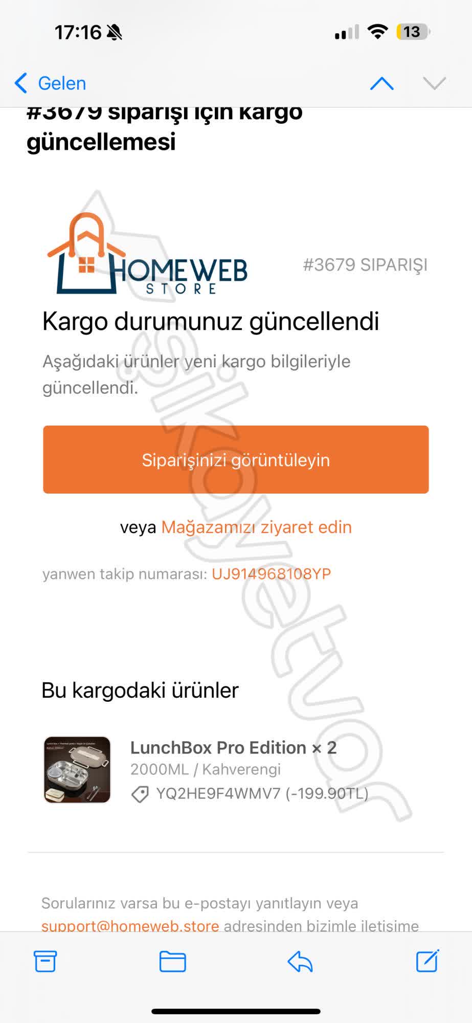Homeweb Store'dan Sipariş Teslim Edilmedi Ve İletişim Sorunu - Şikayetvar