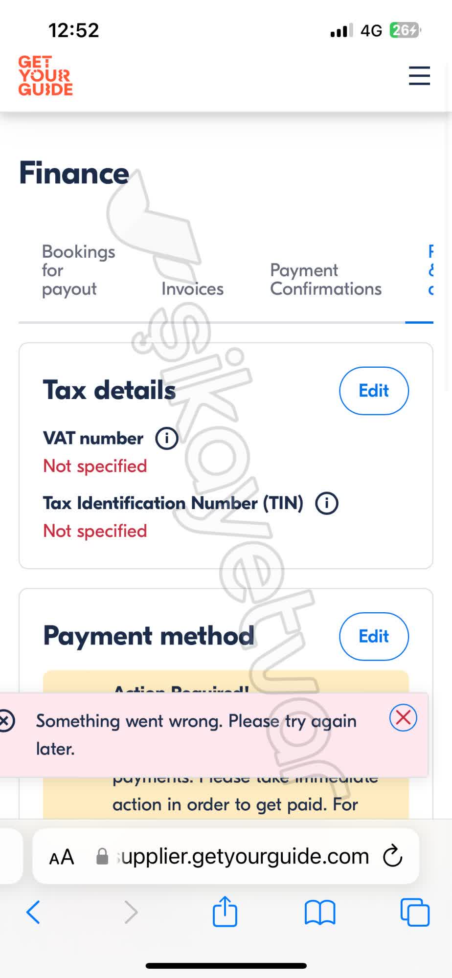 GetYourGuide, solicito aprobación de perfil de proveedor - Xolvie