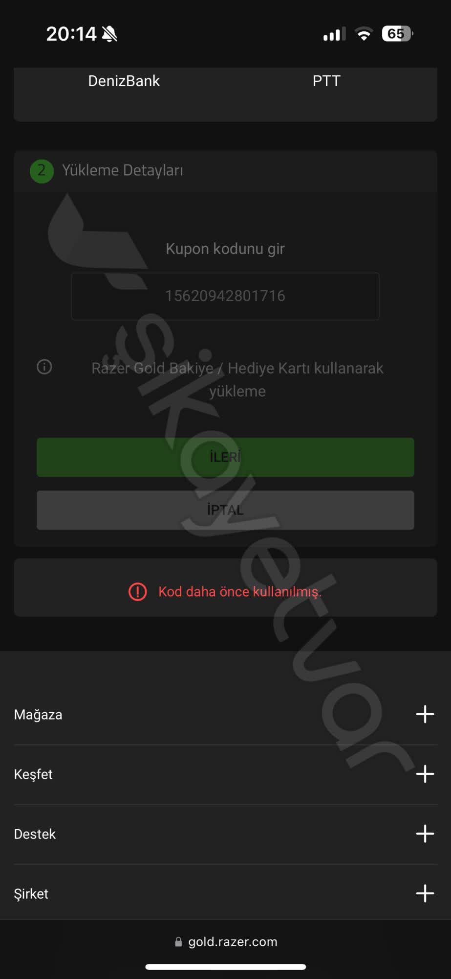 Puan Harca | puanharca.com Kullanılmış Razer Gold Kodu Mağduriyeti - Şikayetvar