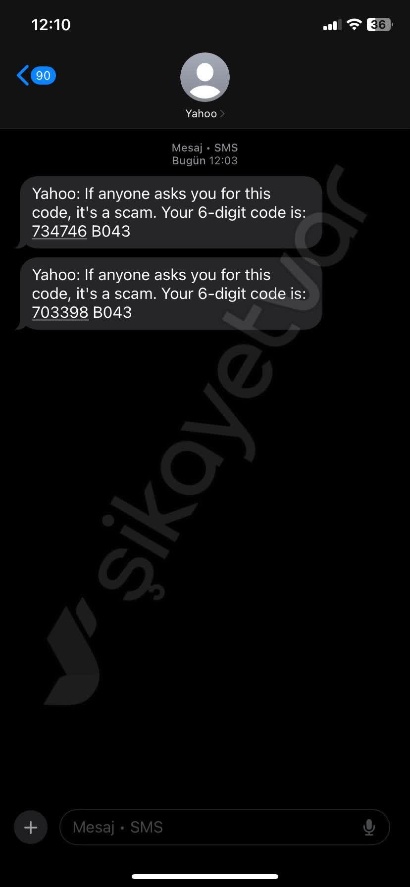 Bilinmeyen Yahoo Giriş Kodlarıyla Karşı Karşıya - Şikayetvar