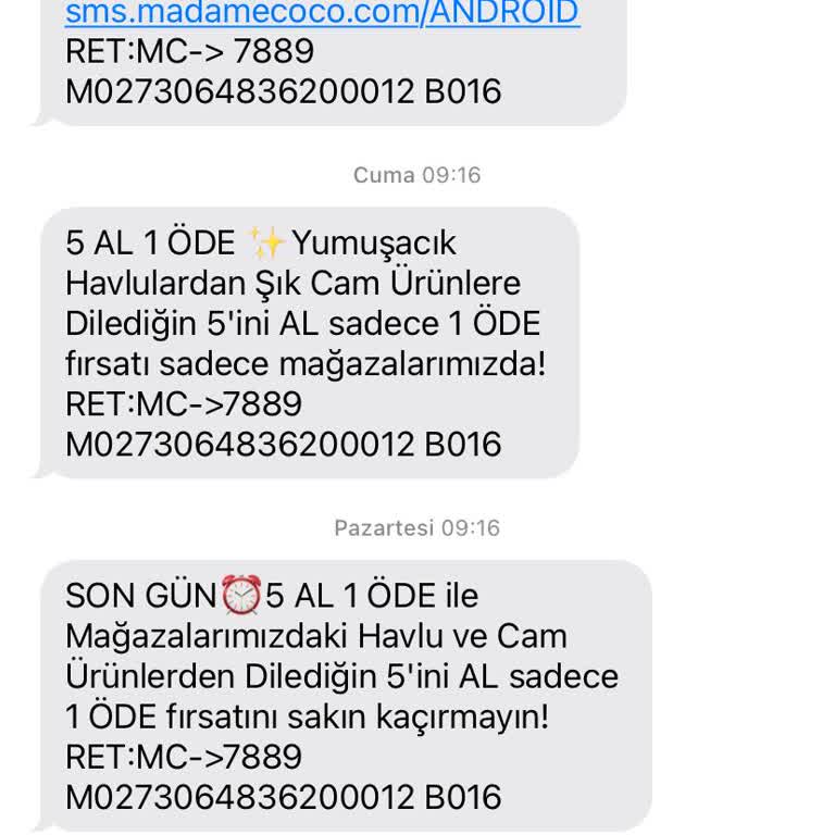 Madame Coco'dan İstenmeyen Mesajlar - Şikayetvar