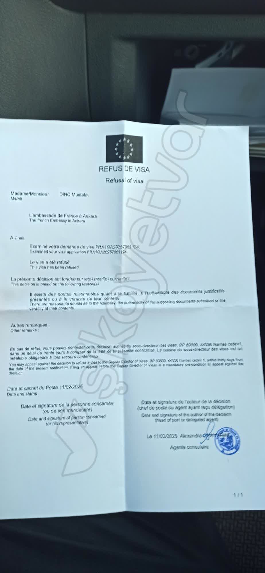 VFS Global France Visa Denied Despite Submitting Same Documents—Need ...