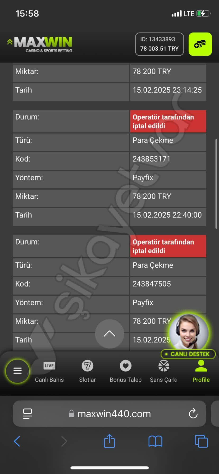 Maxwin Sitesinde Para Çekim Sorunu - Şikayetvar