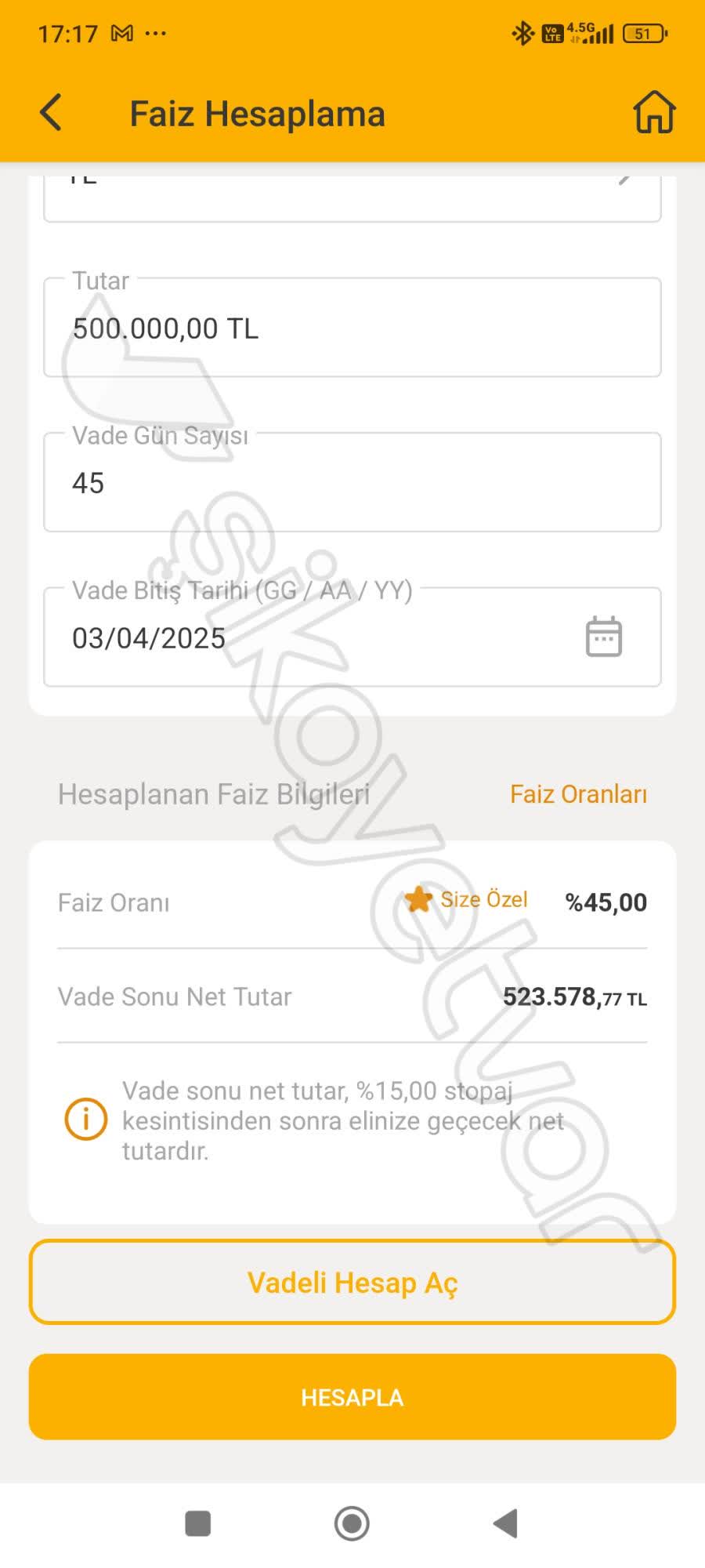 VakıfBank Vadeli Mevduat Hesaplama Sorunu - Şikayetvar
