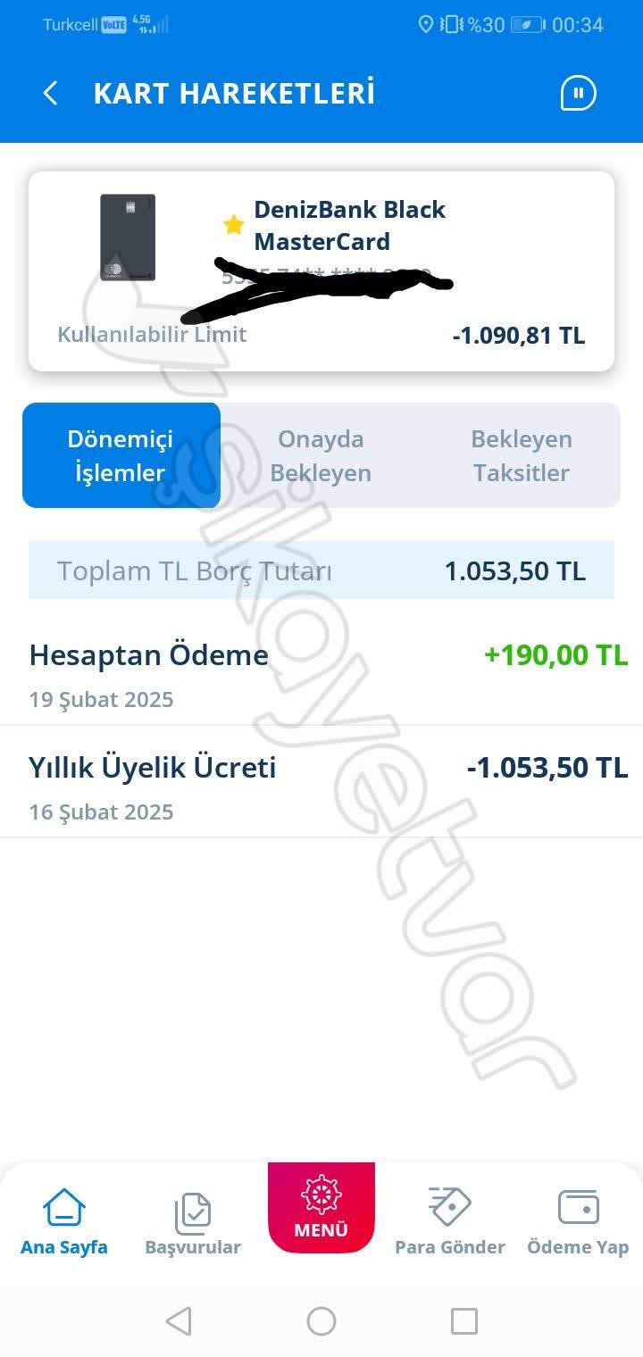 Denizbank Yüksek Kart Aidatı İadesi Talebi - Şikayetvar