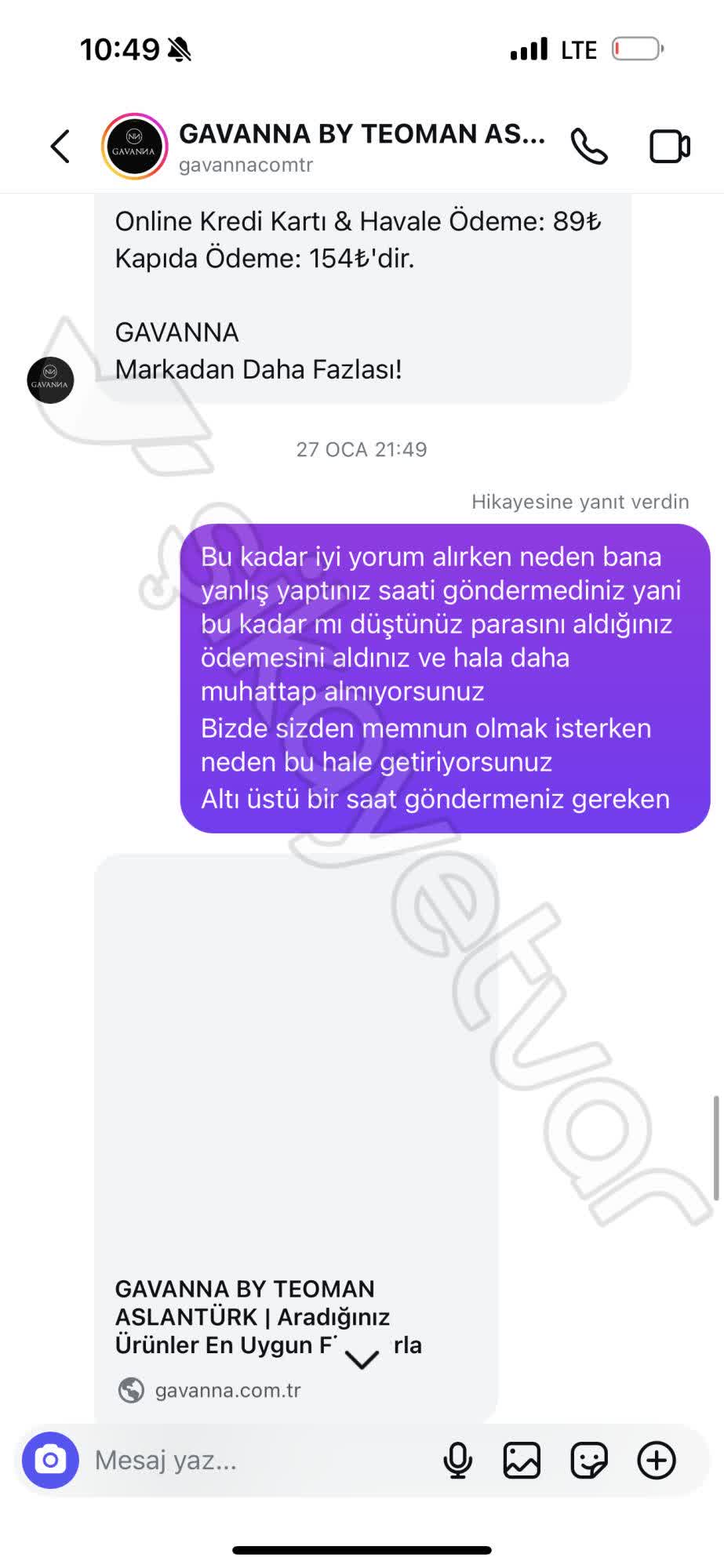 Gavanna Eksik Ürün Ve Yanıtsız İletişim Sorunu - Şikayetvar