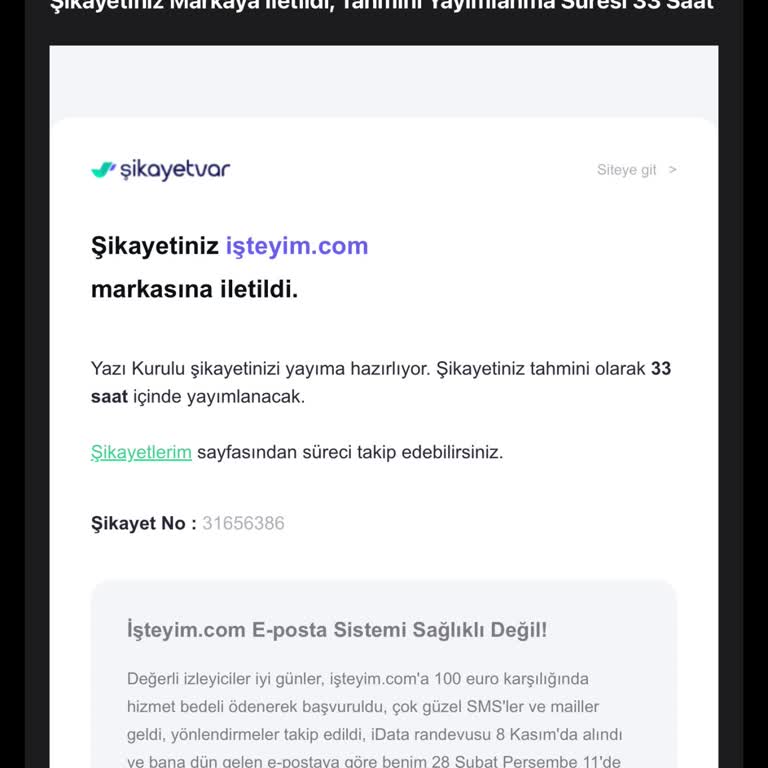 İşteyim.com E-posta Sistemi Sağlıklı Değil! - Şikayetvar