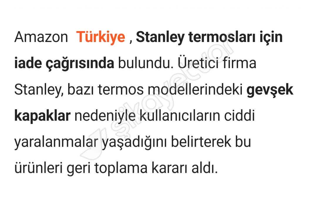 Stanley Termosların Sızdırma Sorunu Ve Yanıt Alamama! - Şikayetvar