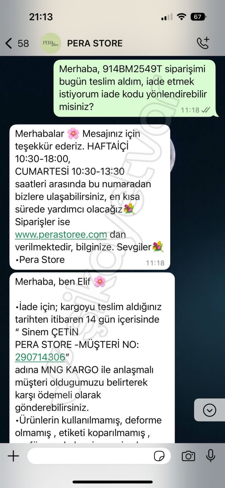 Pera Store'dan Aldığım Ürünün İadesinde Yaşadığım Sorun - Şikayetvar