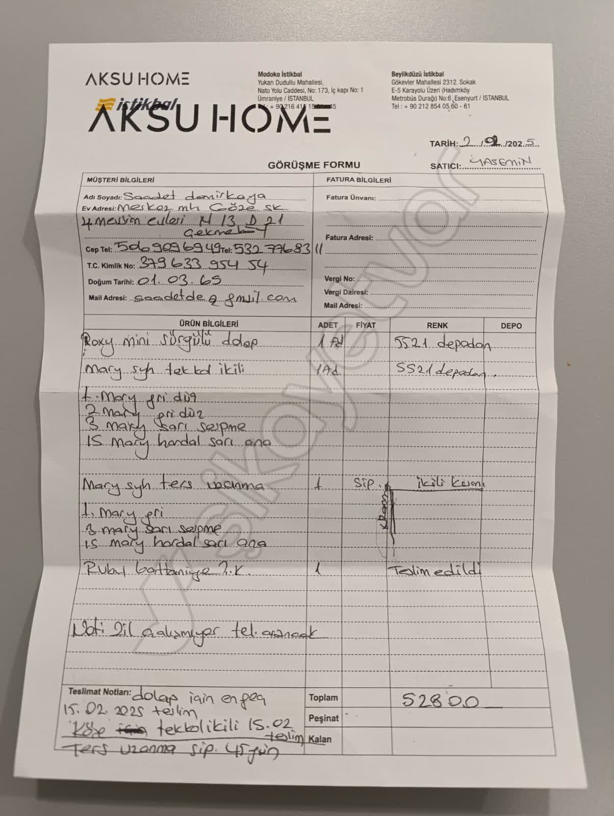 Aksu Home Yanlış Stok Bilgisi Ve Haksız Kesinti Mağduriyeti - Şikayetvar