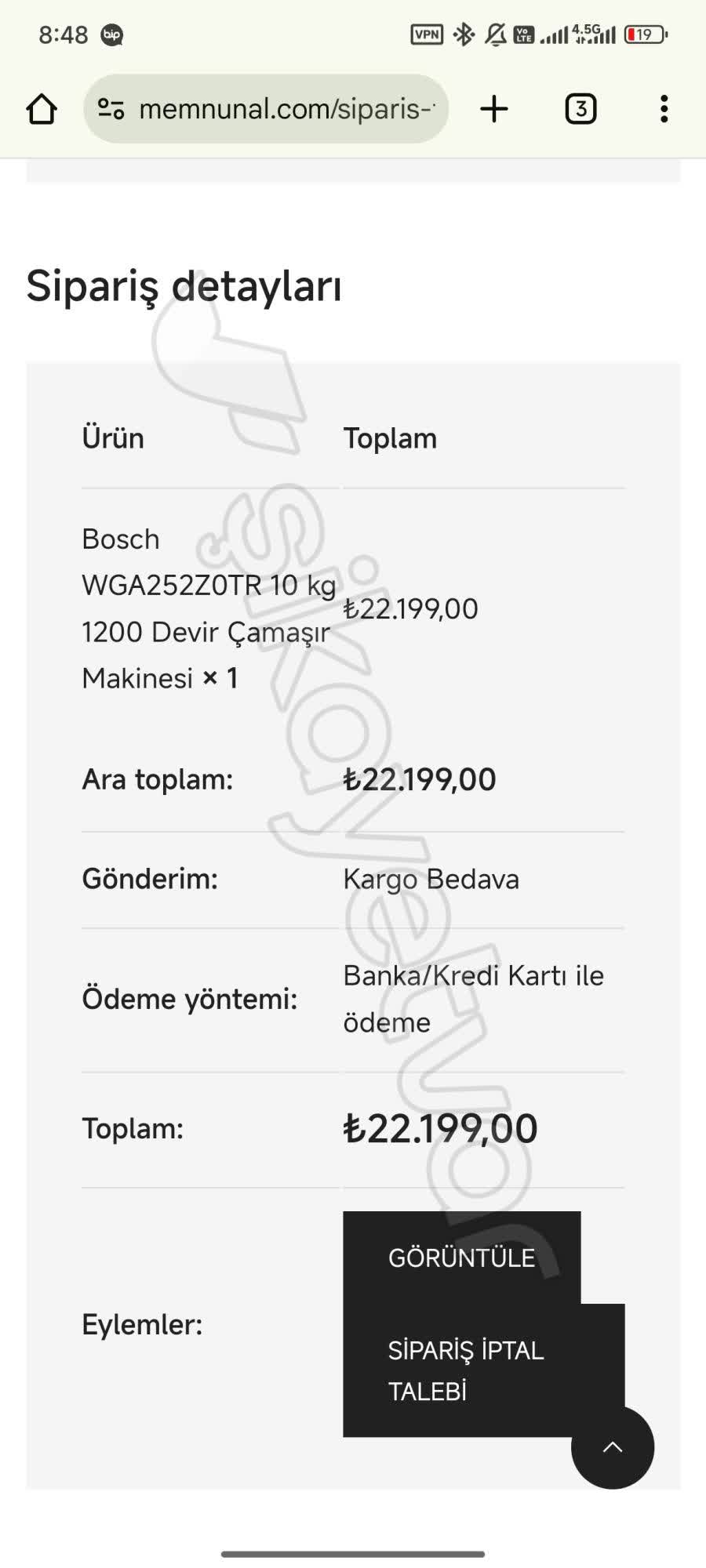 Memnunal Siparişin Sevkiyat Sürecindeki Belirsizlik - Şikayetvar