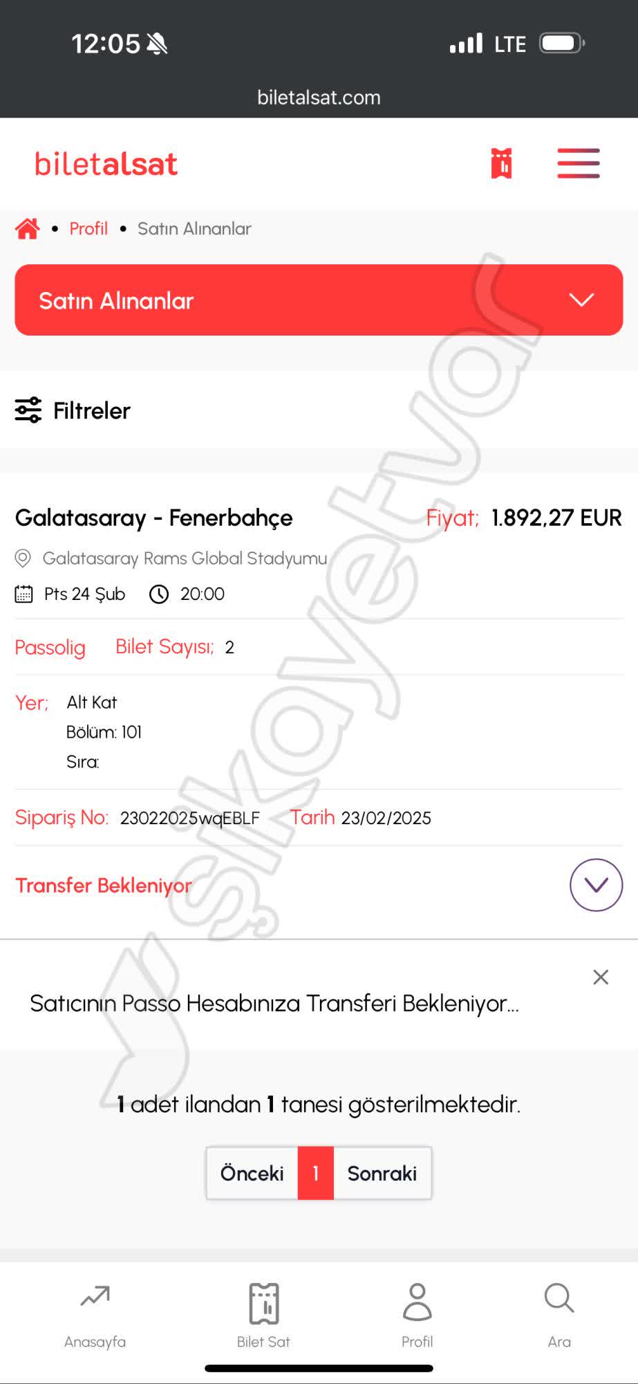 Biletalsat.com Eksik Bilet Sorunu - Şikayetvar
