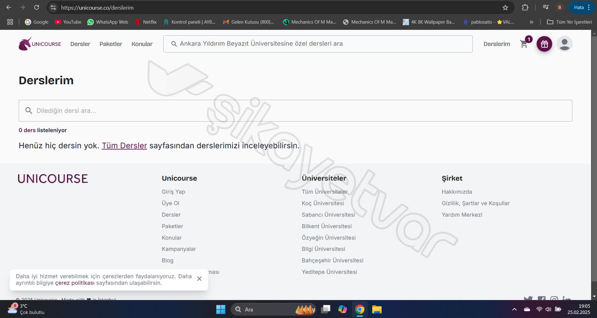 Unicourse Satın Alınan Derslere Erişim Sorunu - Şikayetvar