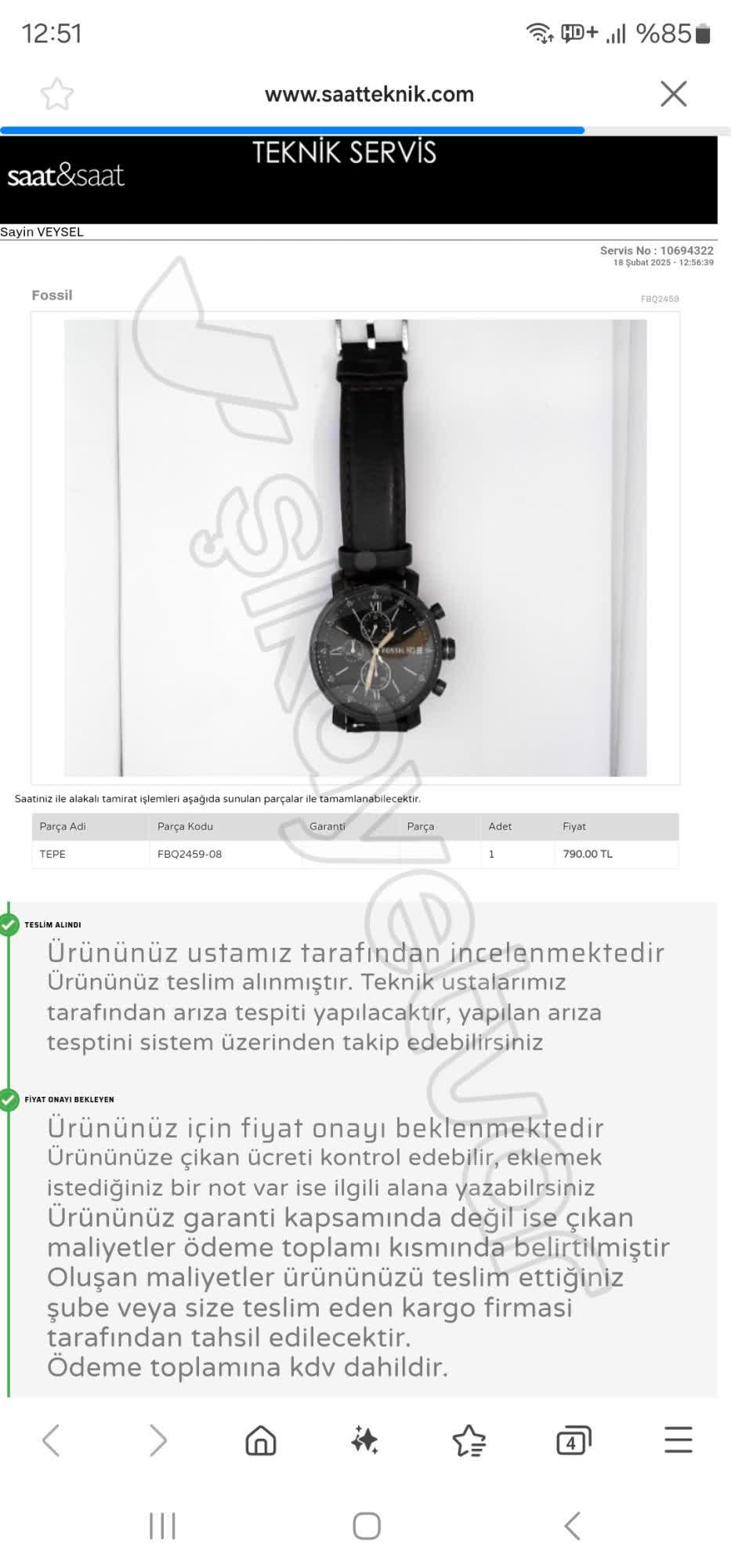 Saat & Saat Saatin Su Alma Ve Kordon Sorunları - Şikayetvar