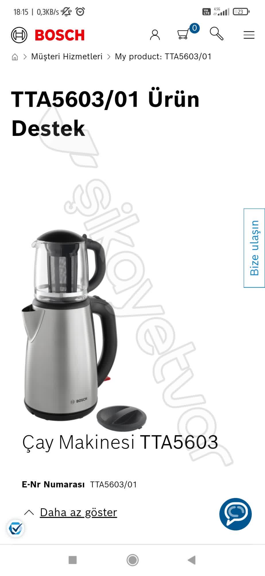 Bosch Çay Makinesi Demliği Tedarik Sorunu - Şikayetvar