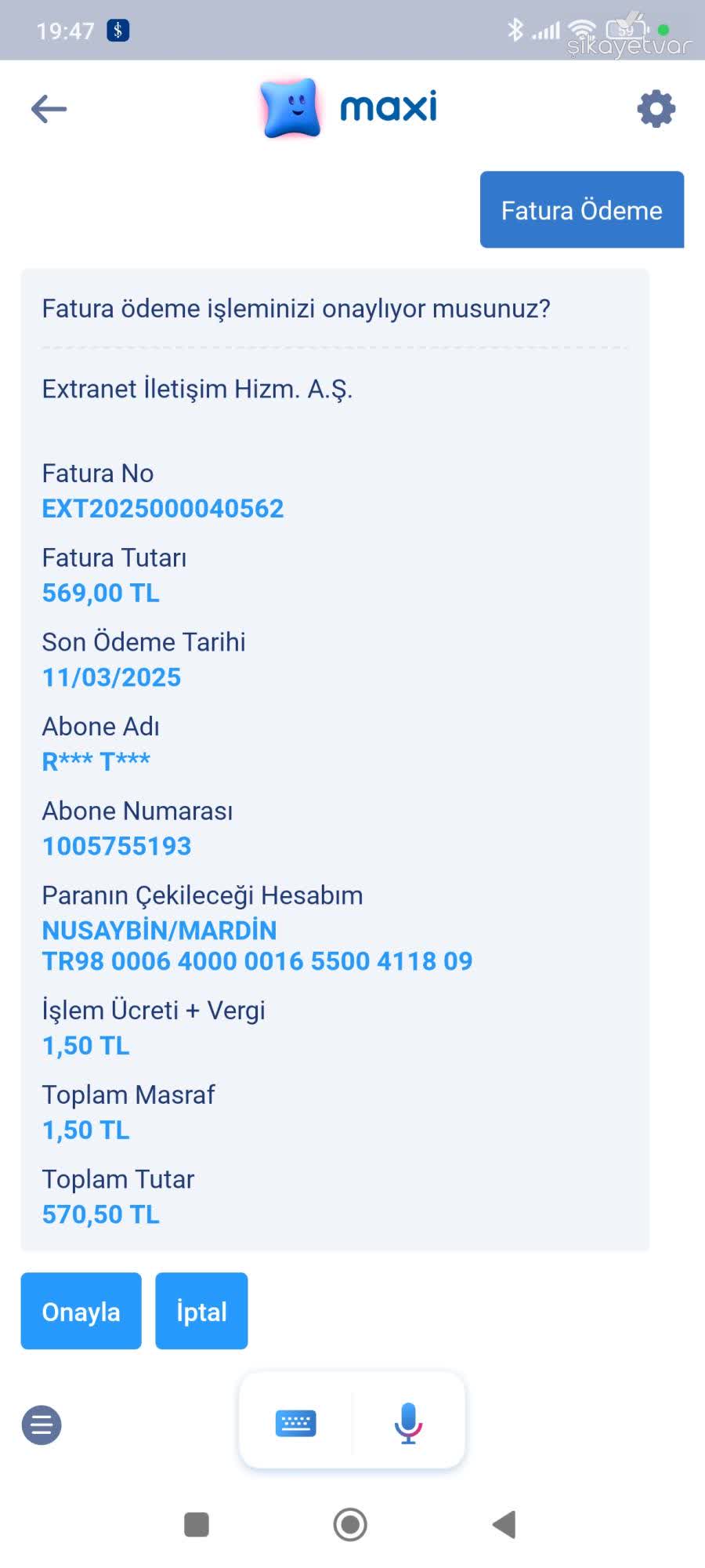 Extranet Fatura Ve Modem Ücreti Sorunu - Şikayetvar