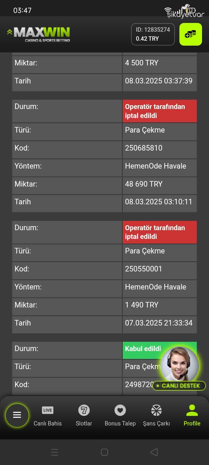 Maxwin Sitesinde Mağduriyet: Kuralsız İptal Edilen Para - Şikayetvar