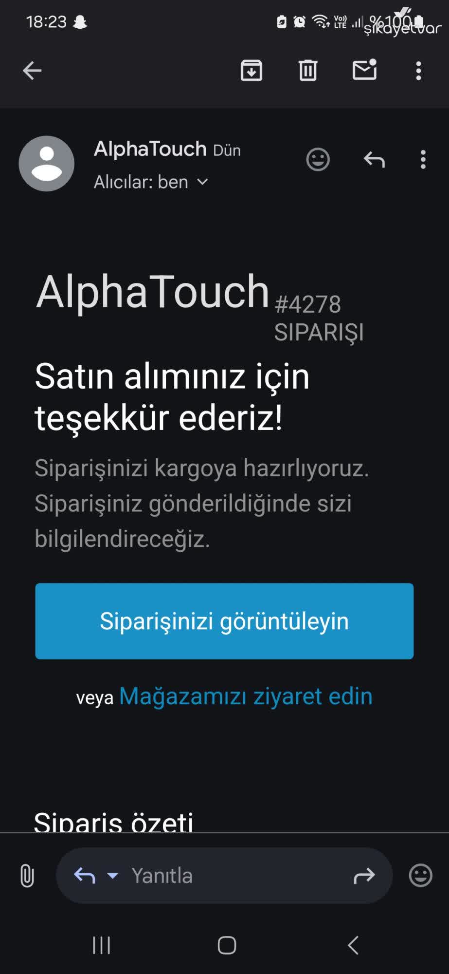 Alphatouch Sipariş Bilgisi Ve Destek Eksikliği Mağduriyeti - Şikayetvar
