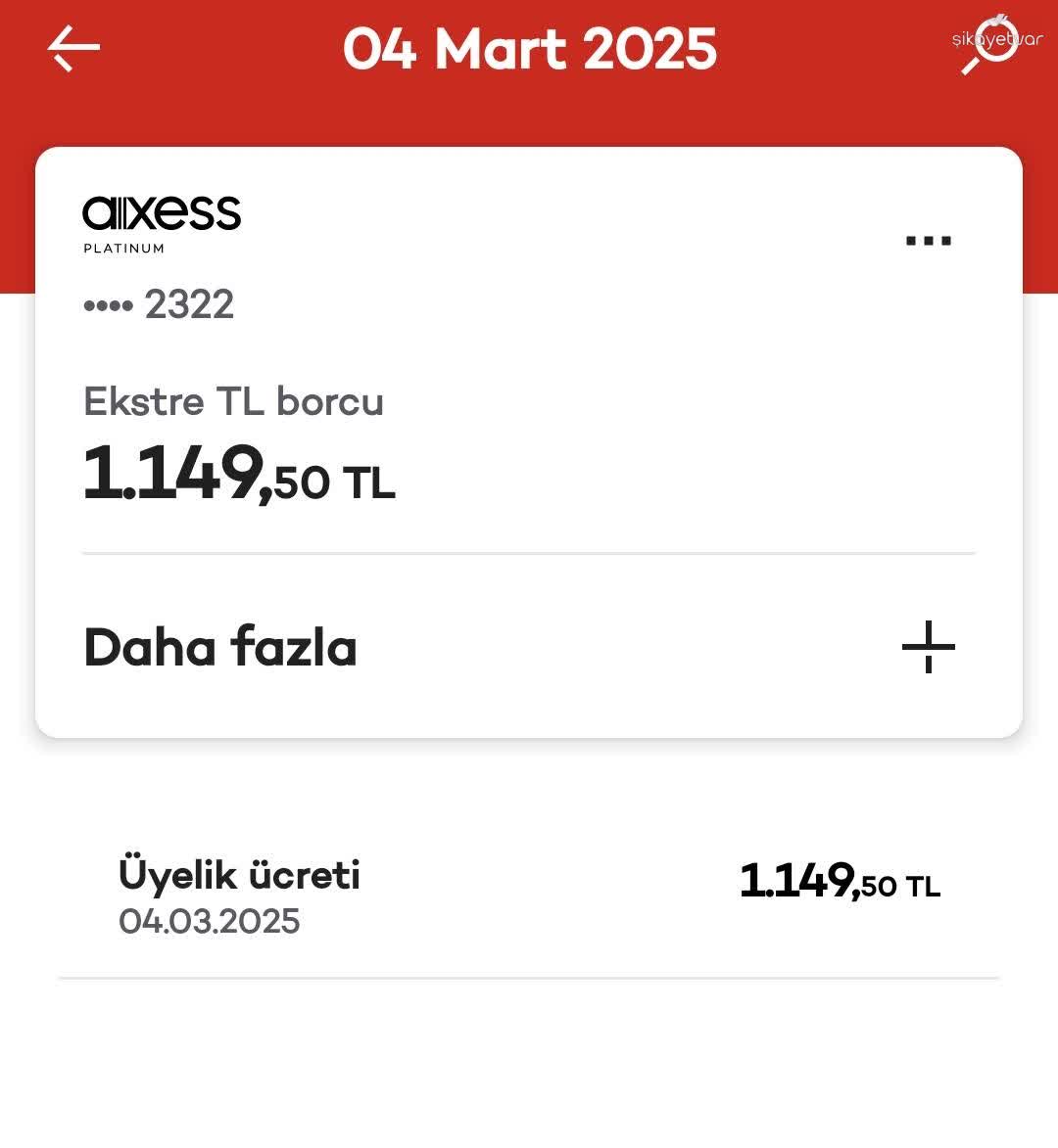 Akbank Akbank Axess Kart Aidat Ücreti İadesi Talebi - Şikayetvar