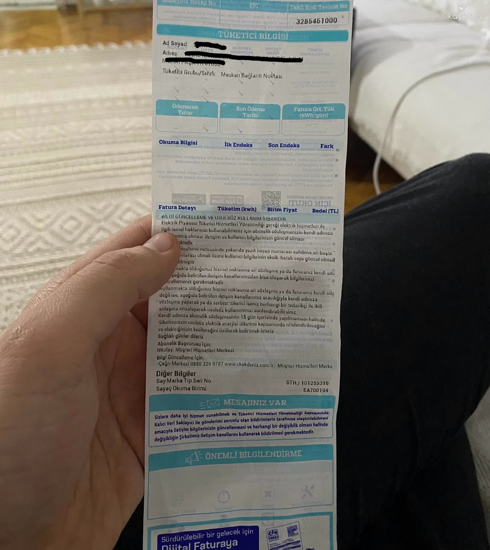 CK Enerji Akdeniz Elektrik Yanlış Sayaç Numarası Nedeniyle Yüksek ...