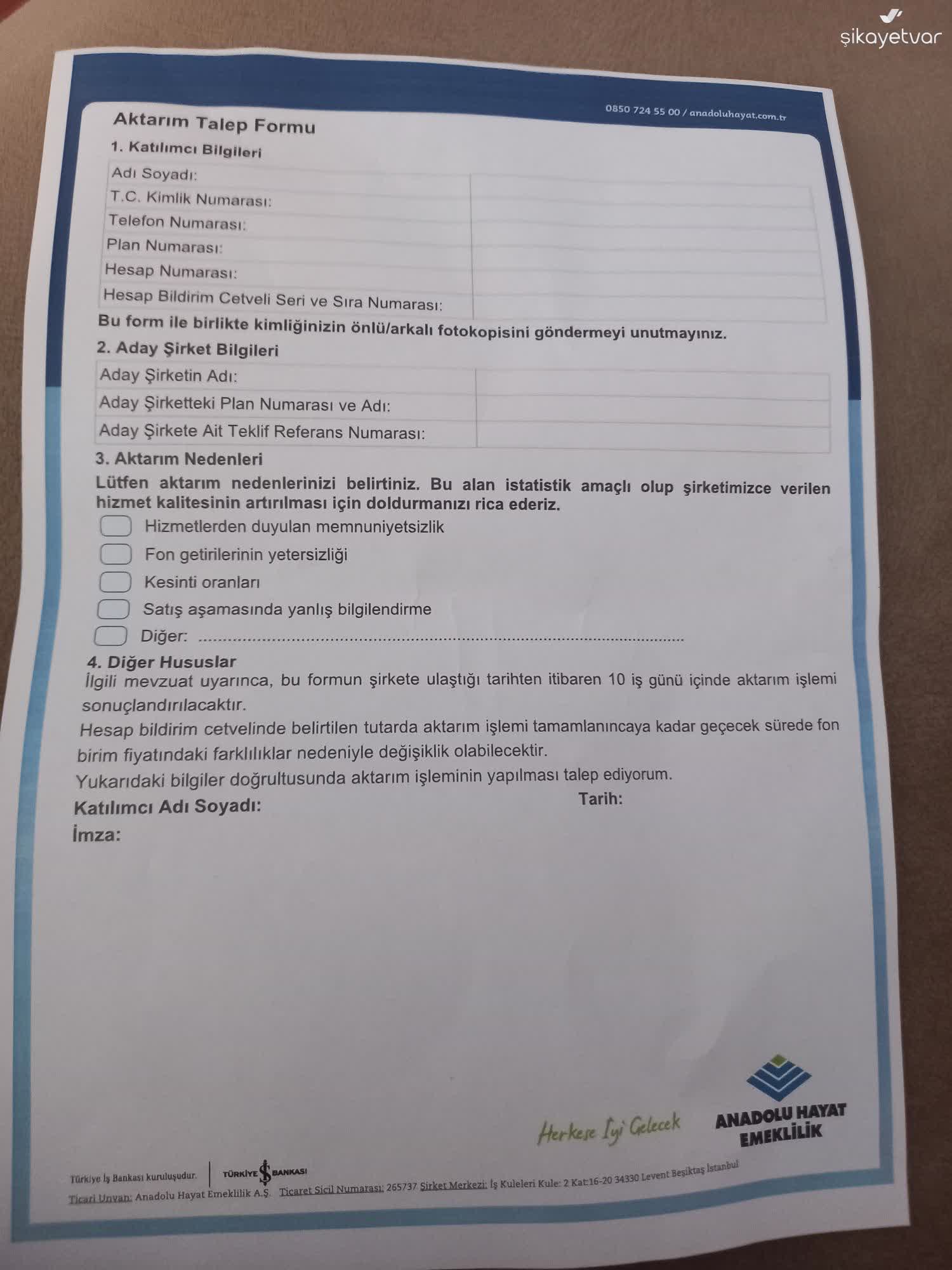 Anadolu Hayat Emeklilik BES İptali İçin Ulaşılamayan Müşteri Hizmetleri ...