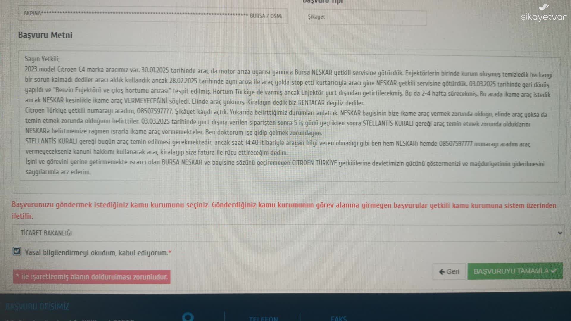 Citroen C4'te Tekrarlayan Enjektör Sorunu Ve İkame Araç Problemi ...
