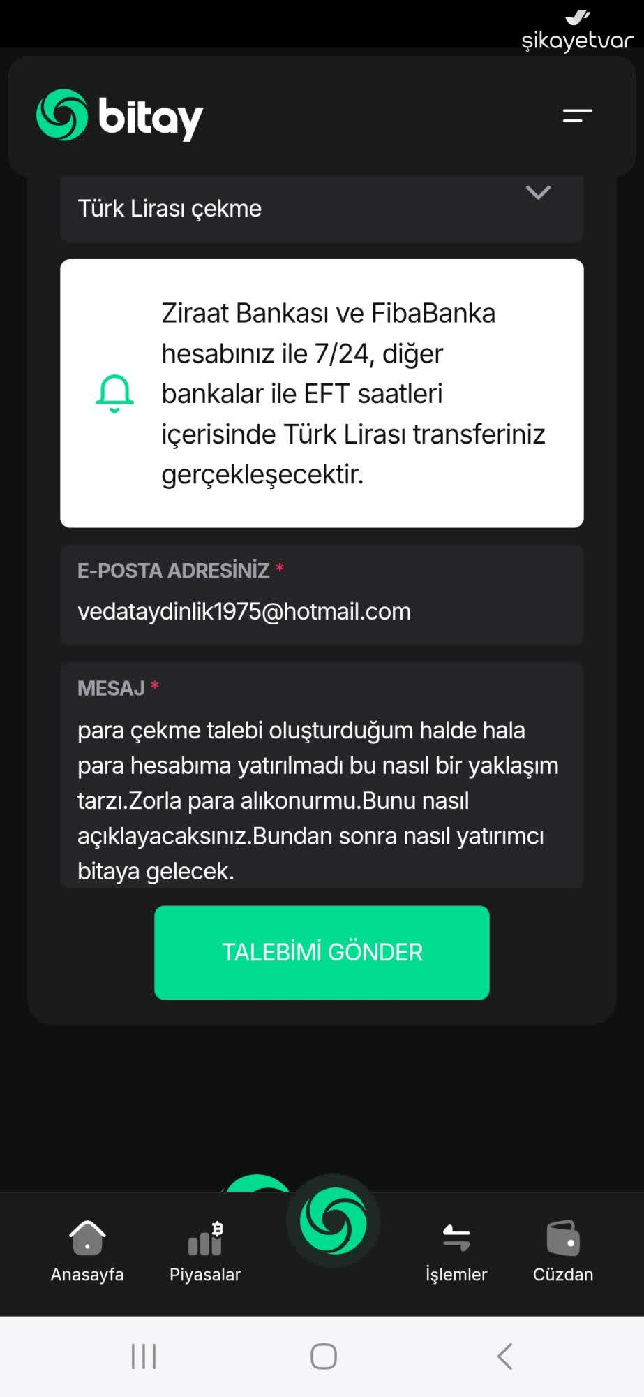 Bitay Kripto Borsasında Para Çekme Sorunu Ve Mağduriyet - Şikayetvar