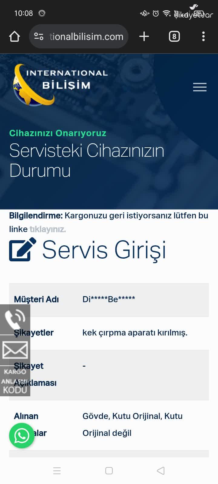 International Bilişim Yanıltıcı Servis Hizmeti Ve Yüksek Ücret Talebi! - Şikayetvar
