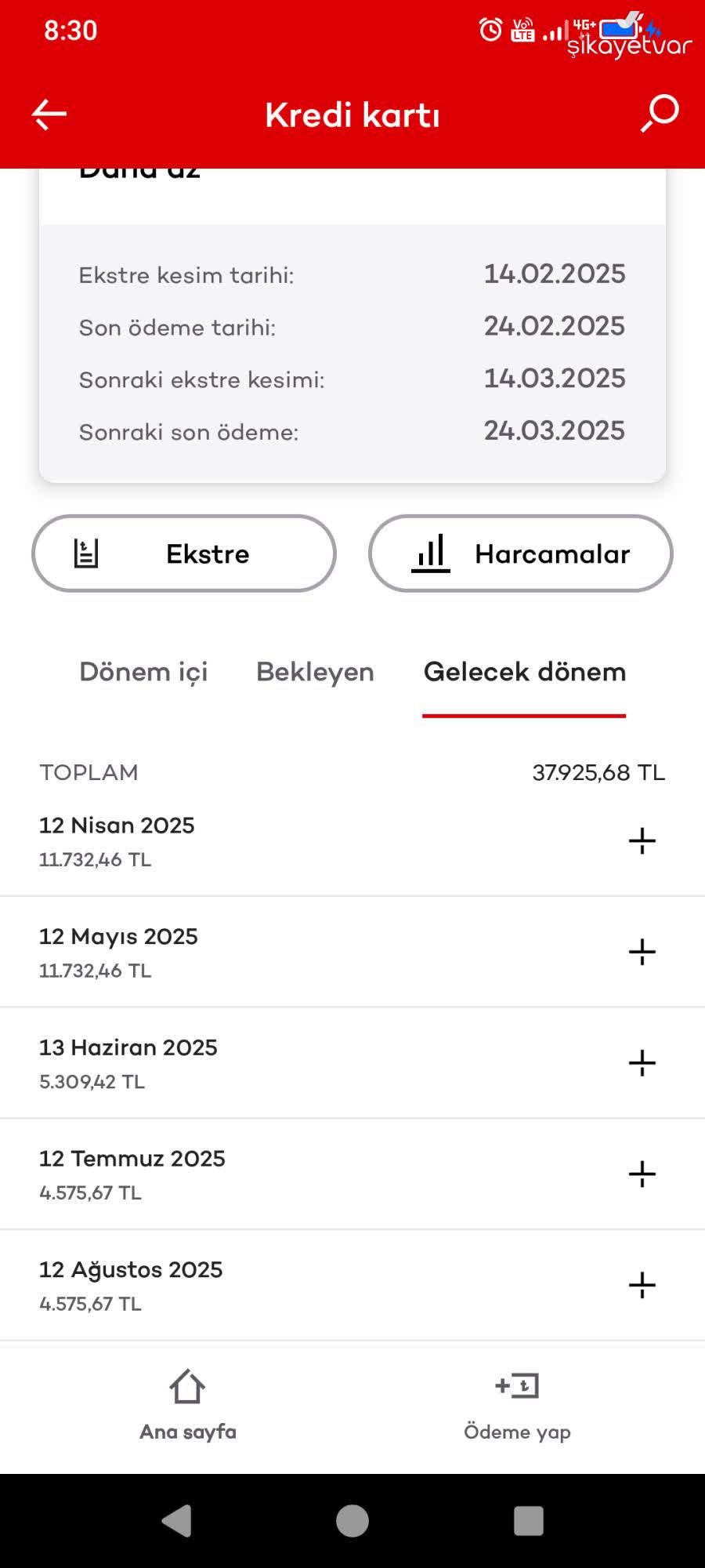 Akbank Akbank Axess Kredi Kartı Ekstre Tarihi Sorunu - Şikayetvar