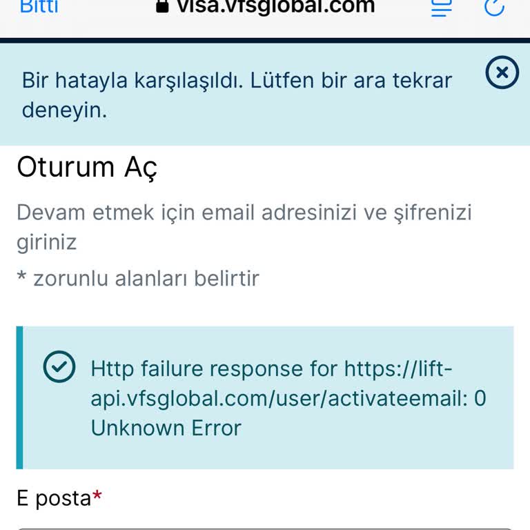 VFS Global Vize Başvurusunda Aktivasyon Sorunu - Şikayetvar