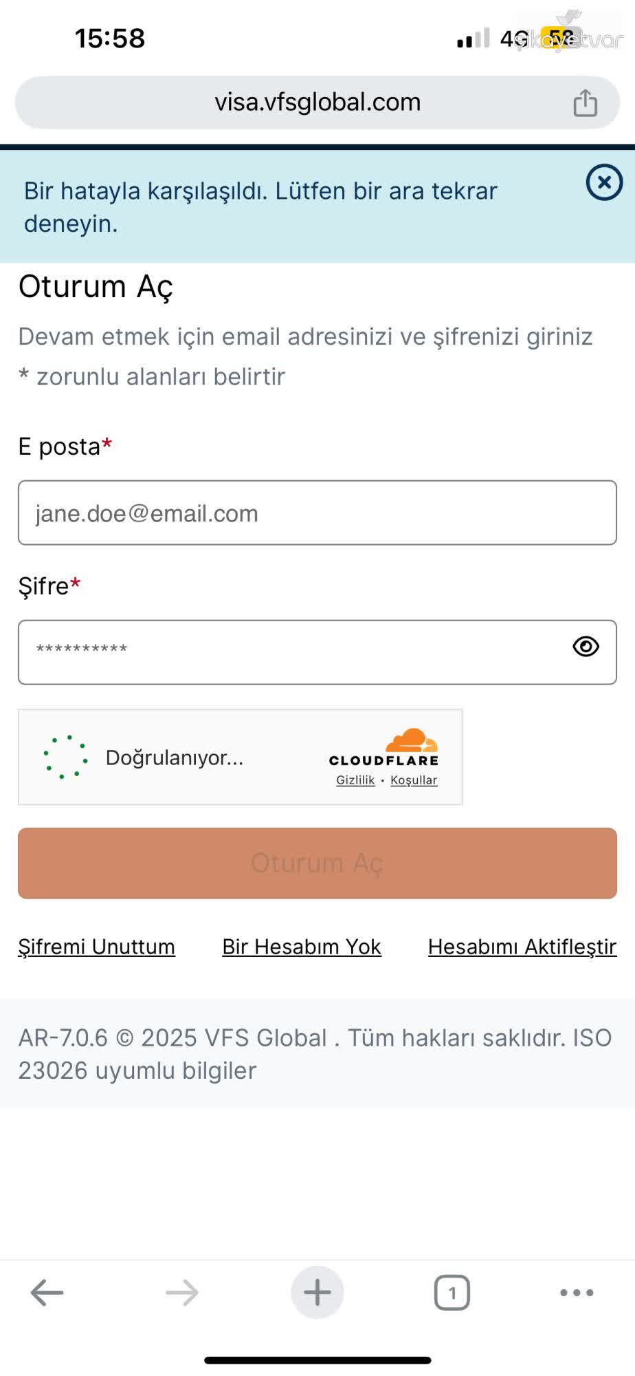 VFS Global Sürekli Erişim Sorunu Ve Yanıltıcı Bilgilendirme - Şikayetvar