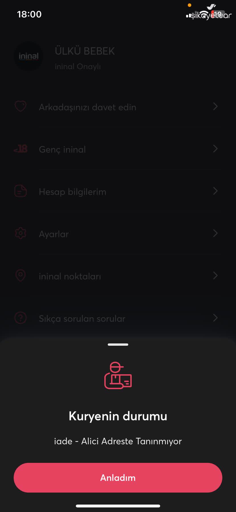 İninal Kart İninal Plus Sorunları Ve Kargo Belirsizliği - Şikayetvar