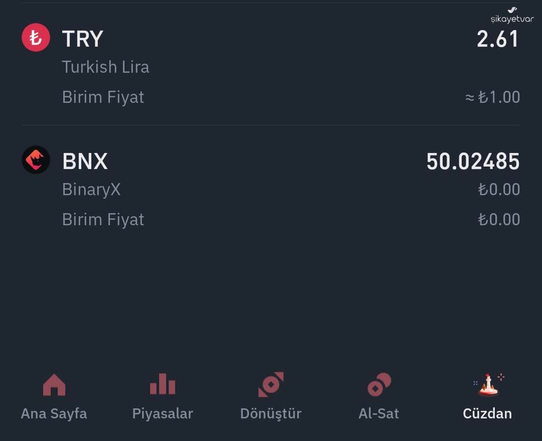 Binance TR Hesabımdan Kaldırılan BNX Kripto Para - Şikayetvar