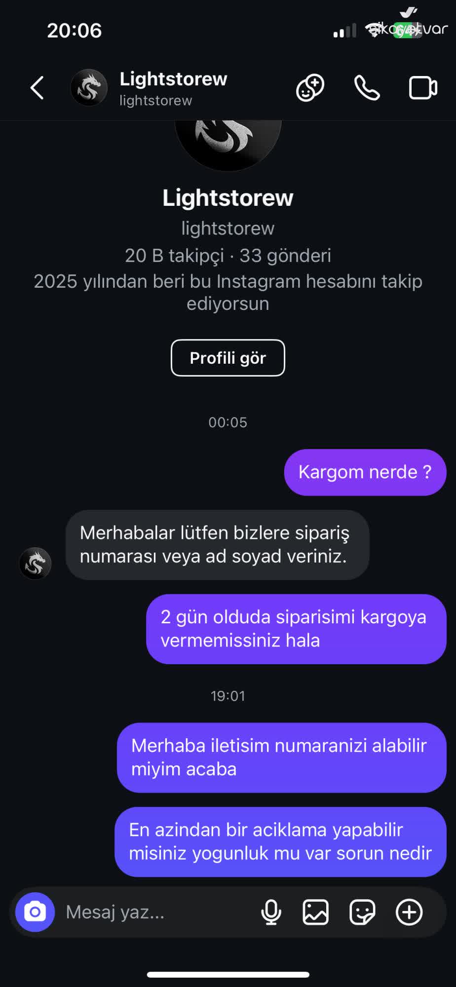 Lightstorew Kargom Nerede, Müşteri Hizmeti Neden Sessiz? - Şikayetvar