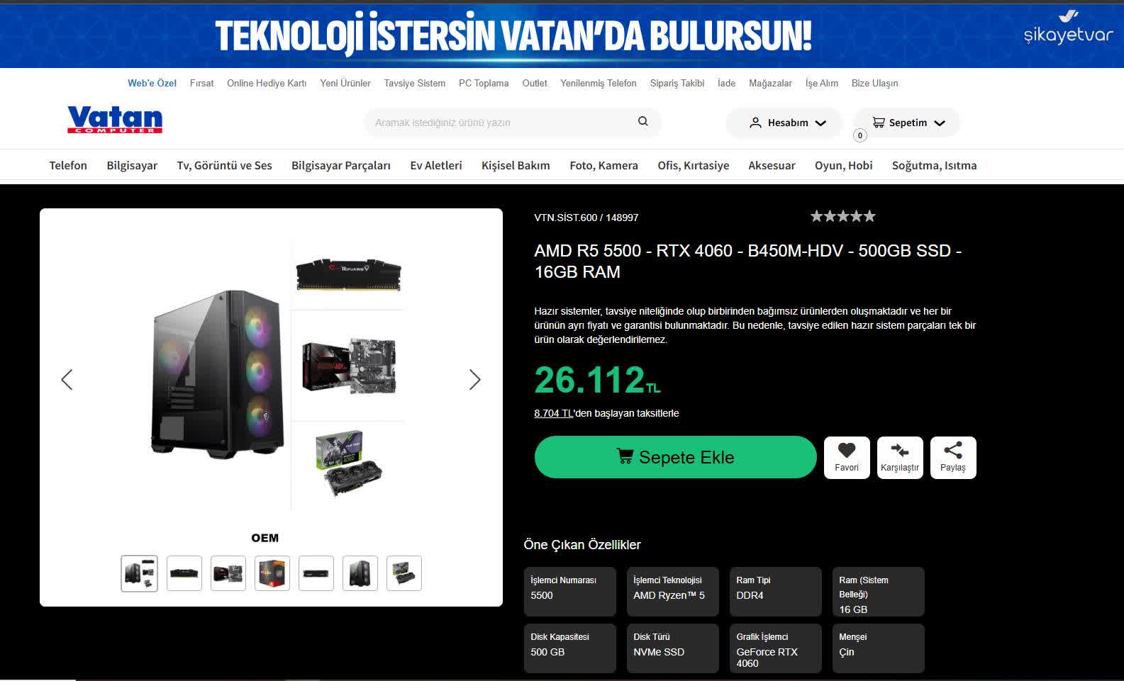 Vatan Bilgisayar'dan İptal Edilen Sipariş Ve Fiyat Güncellemesi - Şikayetvar