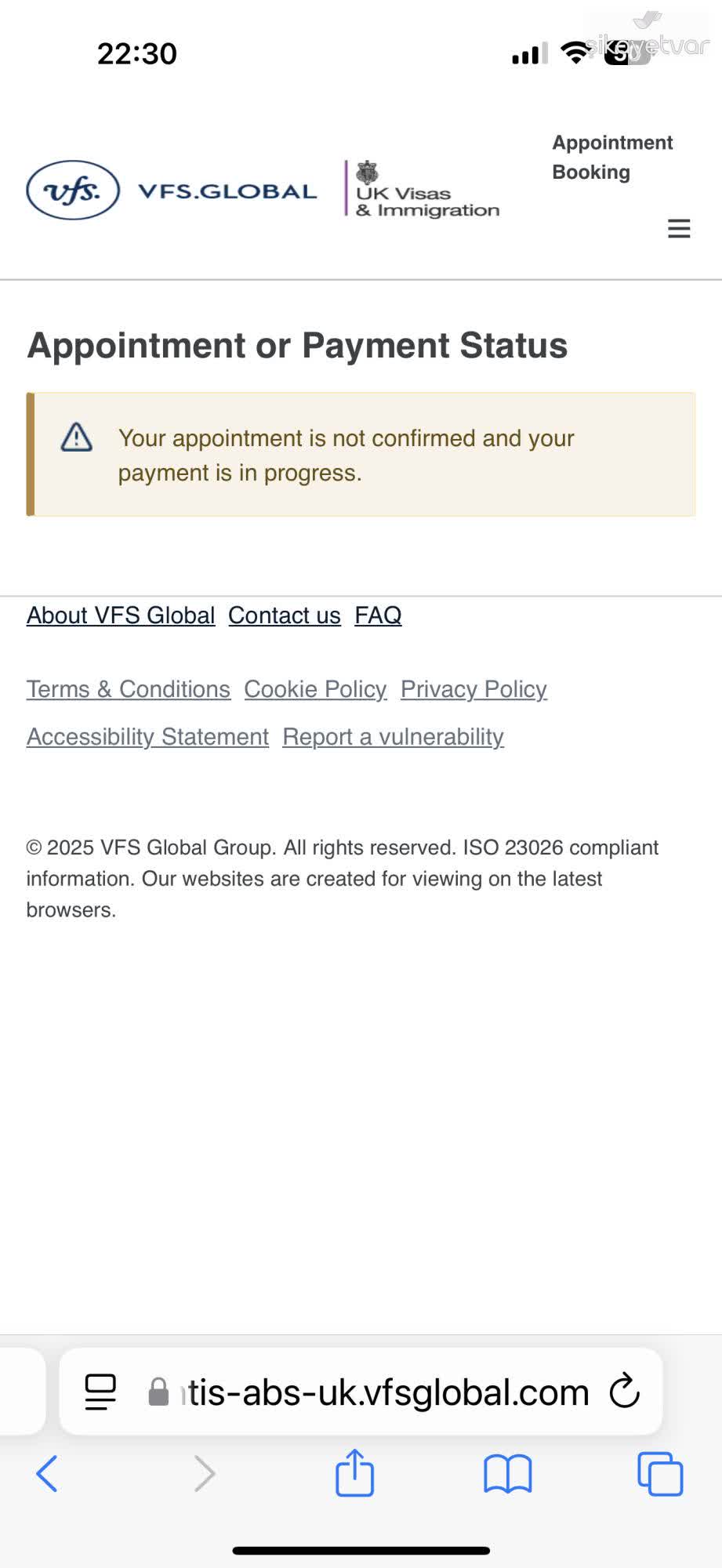 VFS Global Visa Application Payment Issue – Unable to Proceed with Appointment - Xolvie
