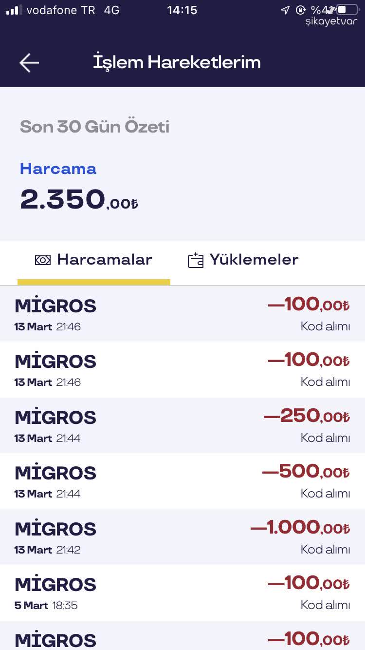 Migros Sodexo Pluxee'de Silinen 1000 TL'lik Kodu Geri Yükleyememe ...