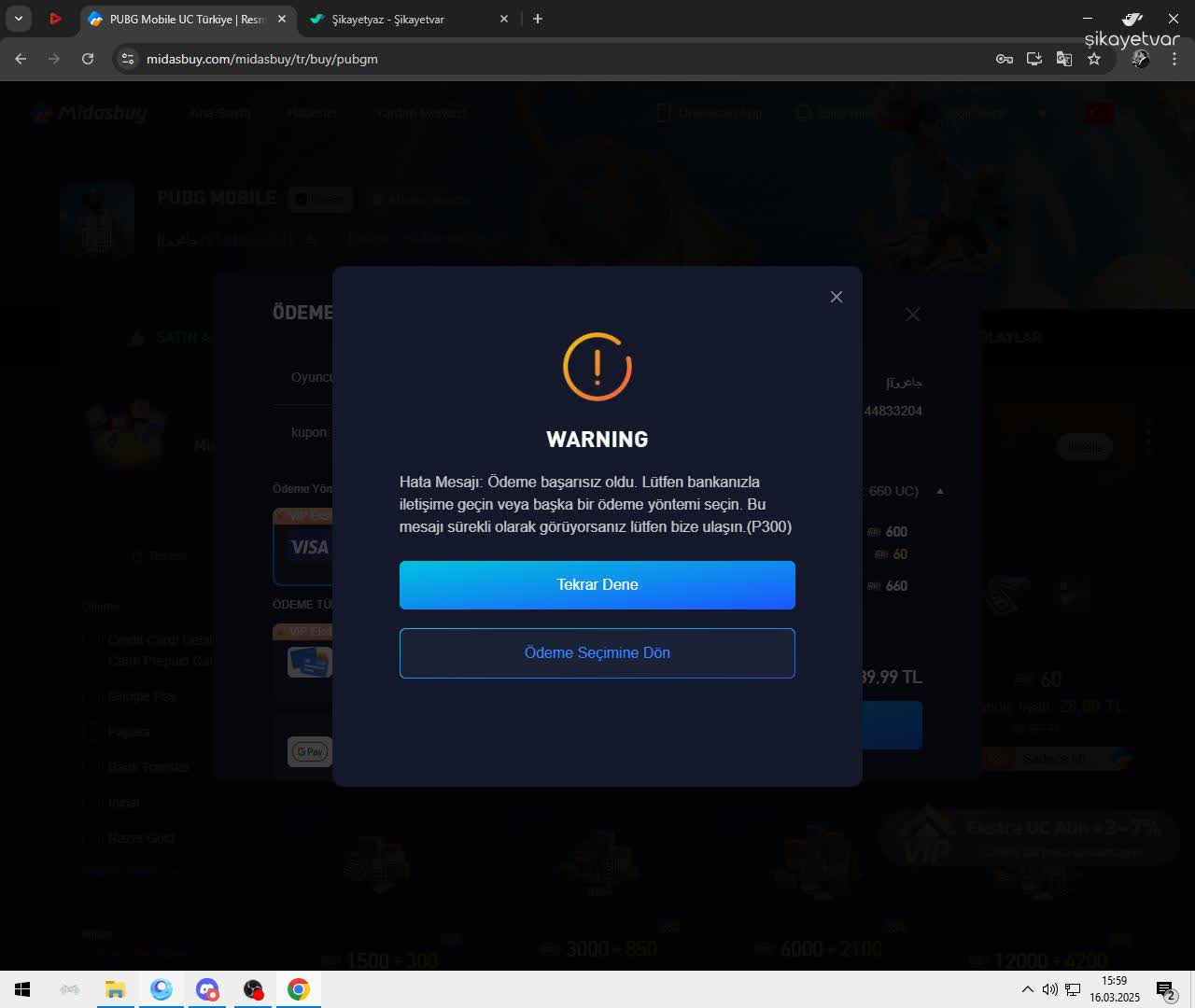MidasBuy Midasbuy Payment Failed (Error B304) - Xolvie
