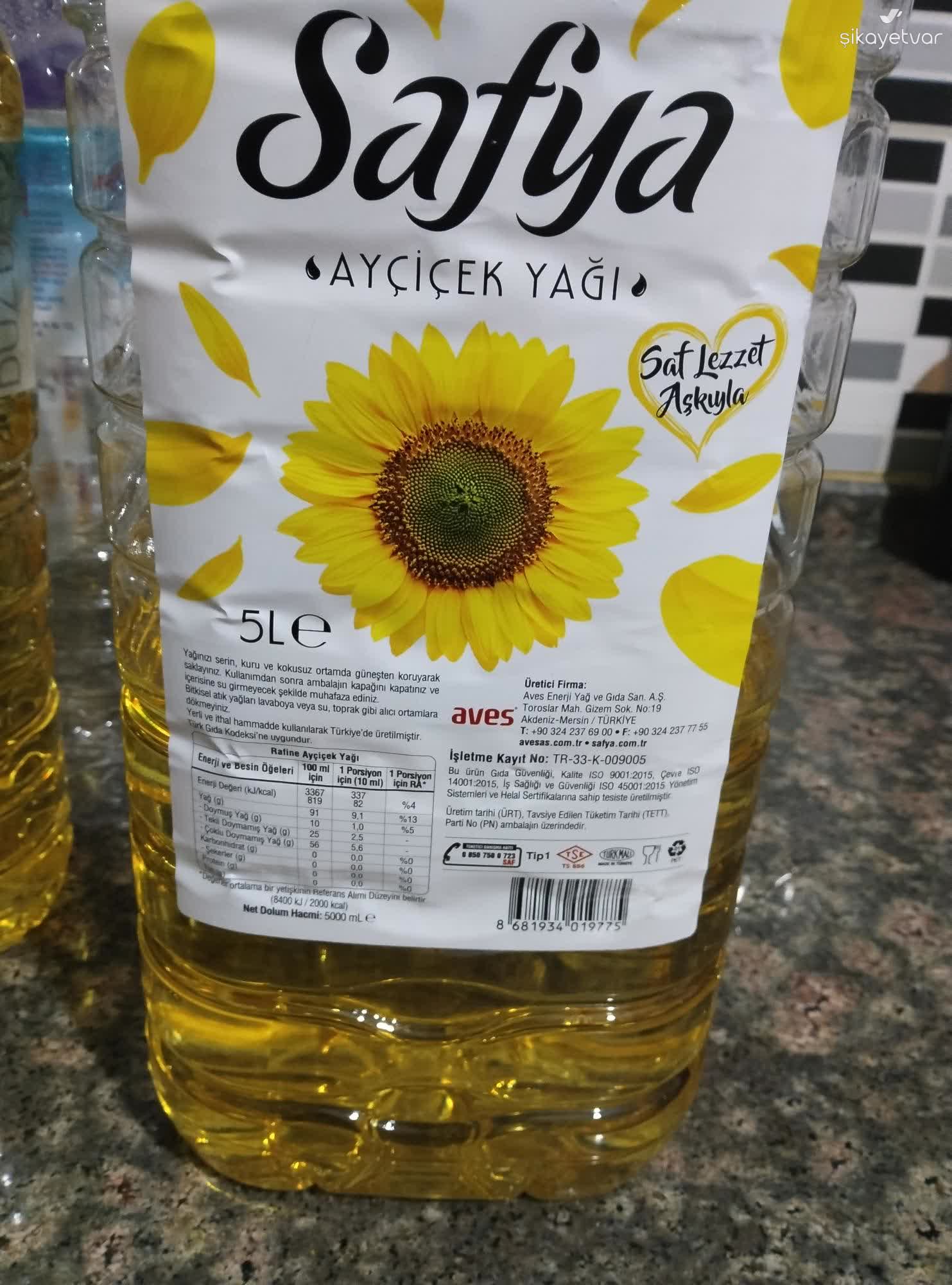 Safya Ayçiçek Yağının Şüpheli Rengi - Şikayetvar