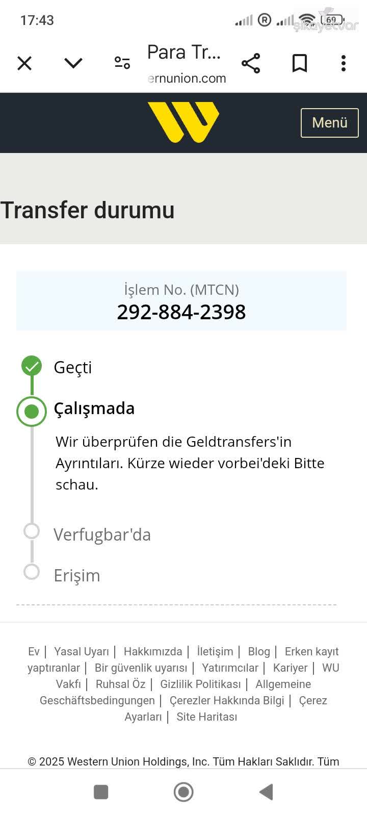 Western Union Transfer with MTCN 2928842398 Delayed for 28 Hours - Xolvie