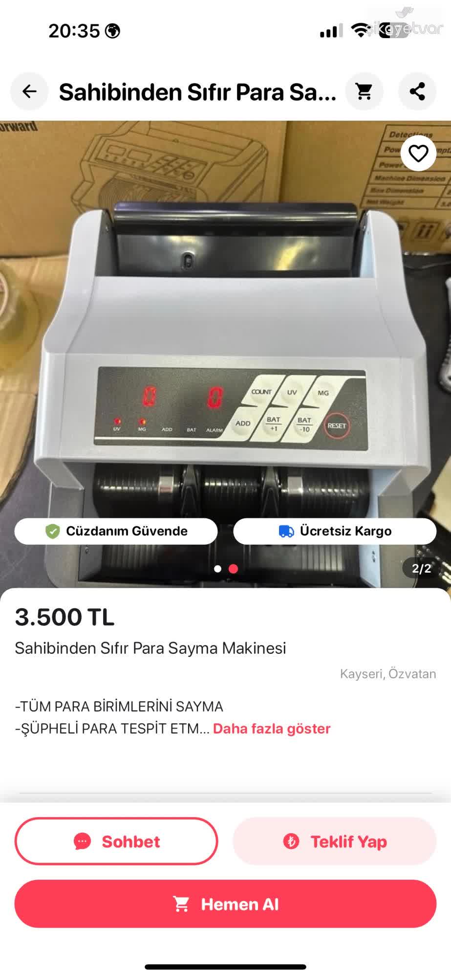 BİM Para Sayma Makinesi Satışında Rezervasyon Sorunu - Şikayetvar
