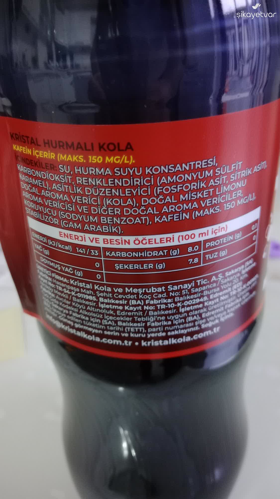 Kristal Kola Kristal Hurmalı Kolanın İçerik Bilgisi Belirsizliği ...
