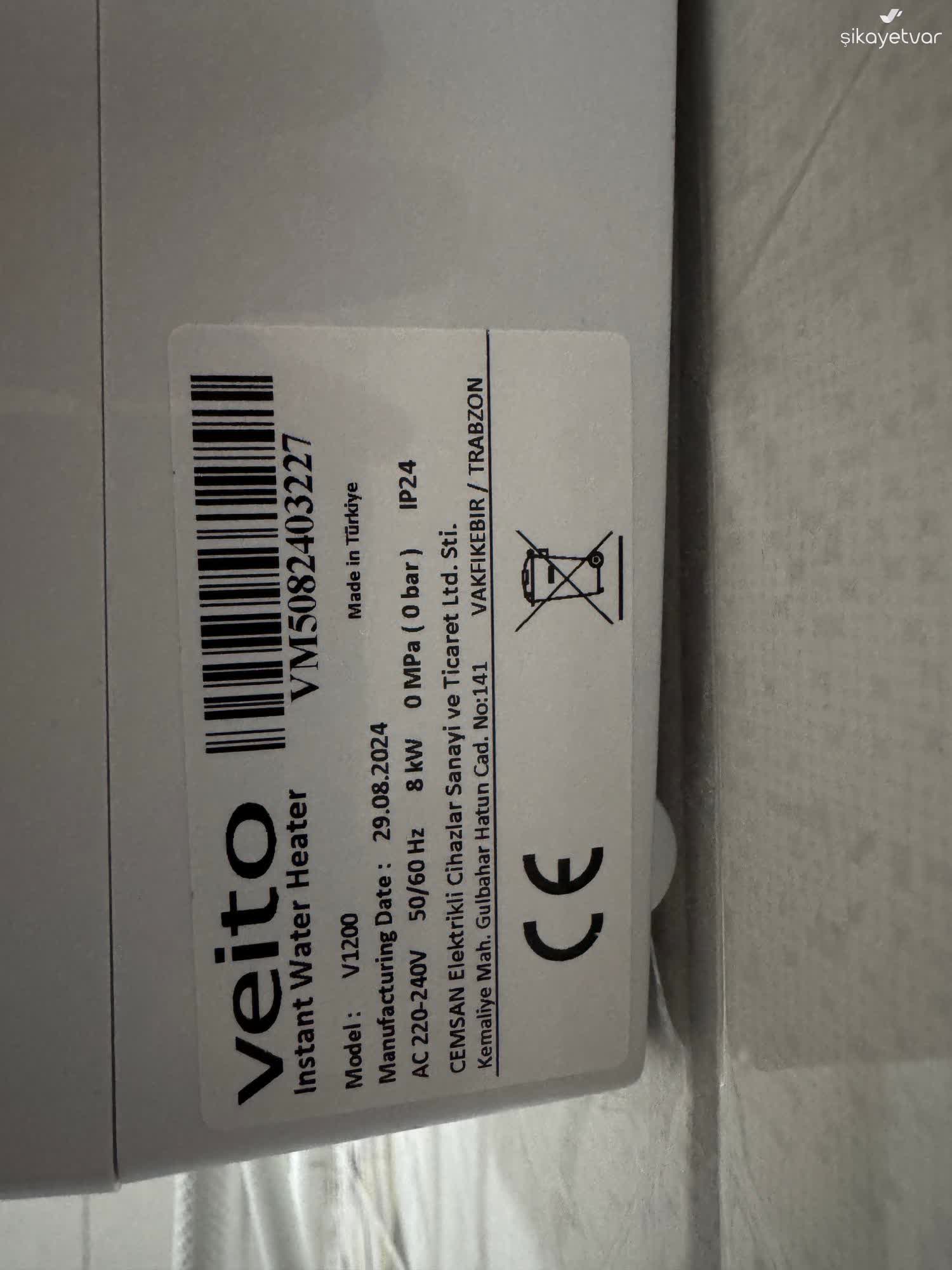Çözüldü: Veito V1200 Su Isıtıcı Servis Ve Performans Sorunları - Şikayetvar