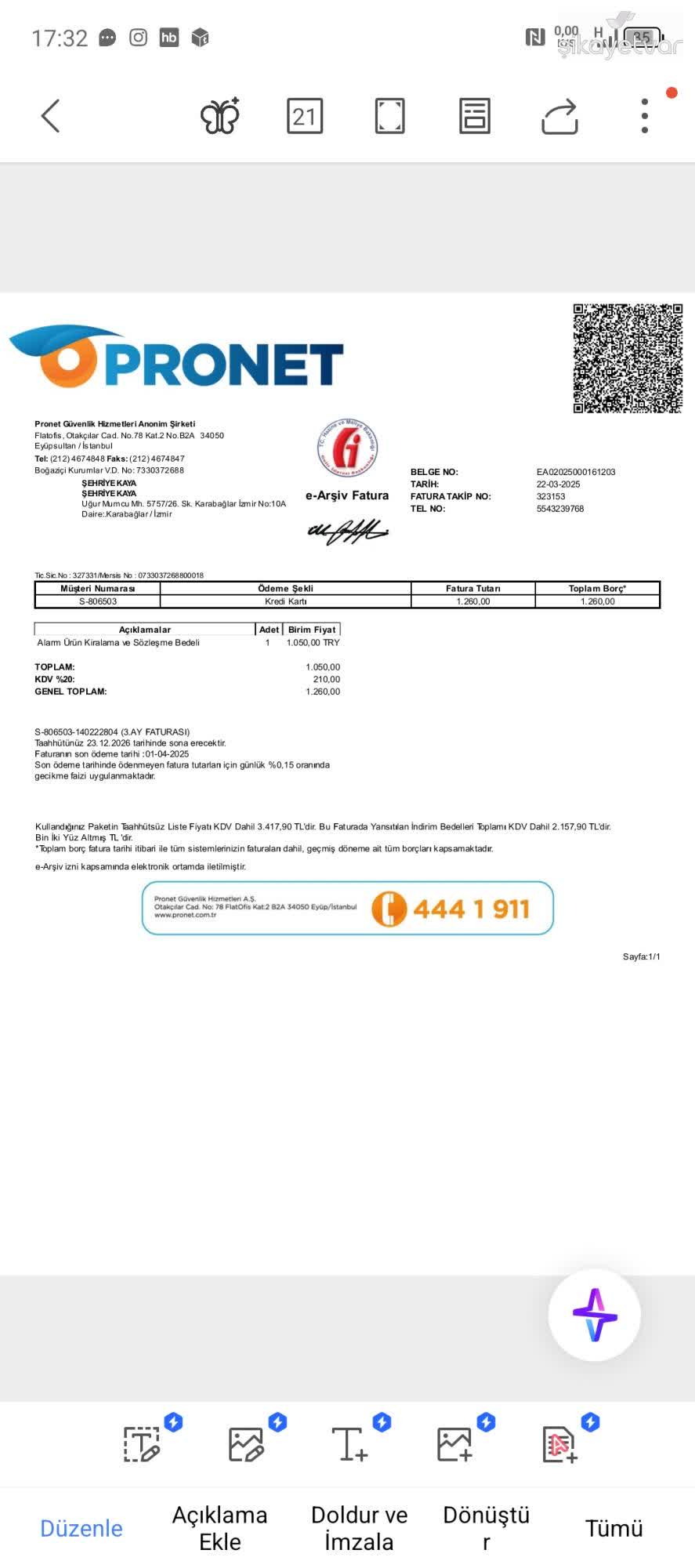 Pronet Cayma Bedelinde Hatalı Hesaplama Ve Artış - Şikayetvar