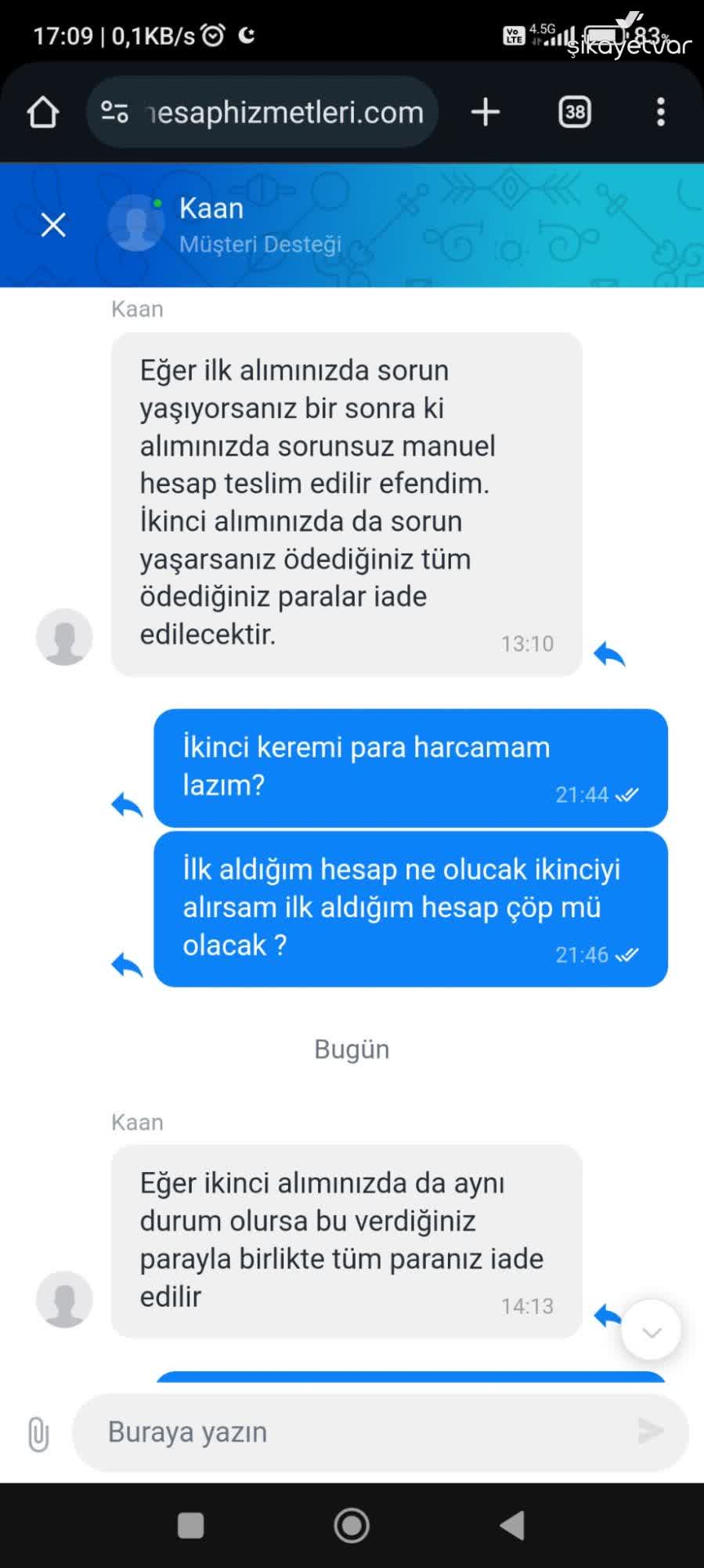 Hesaphizmetleri.com Yanlış Hesap Bilgileri Ve İletişim Sorunları ...