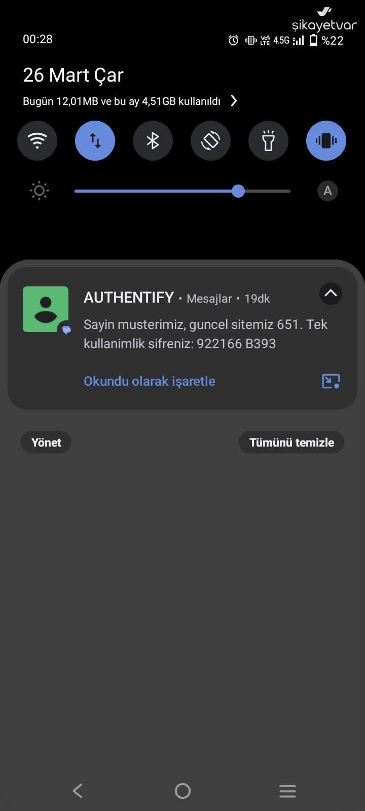 Authentify Bilinmeyen Numaradan Gelen Sürekli Kodlar Ve Şifreler - Şikayetvar