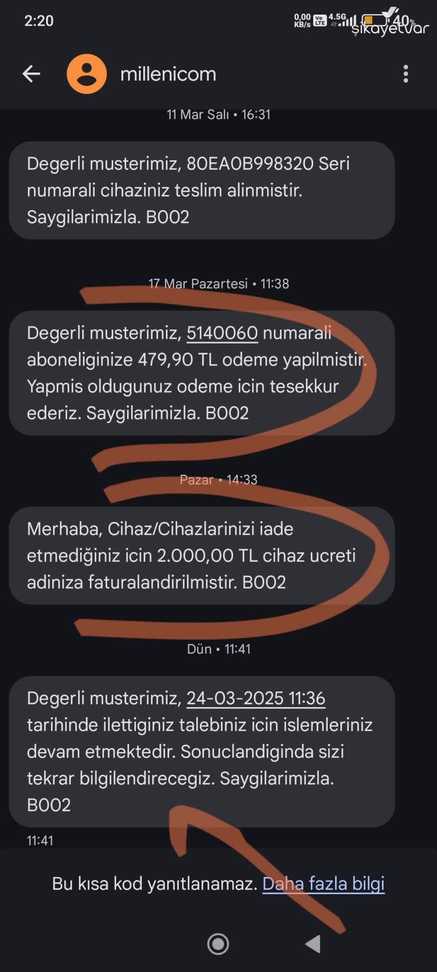 Millenicom'dan Haksız Fatura Ve Cihaz Ücreti Şikayeti - Şikayetvar