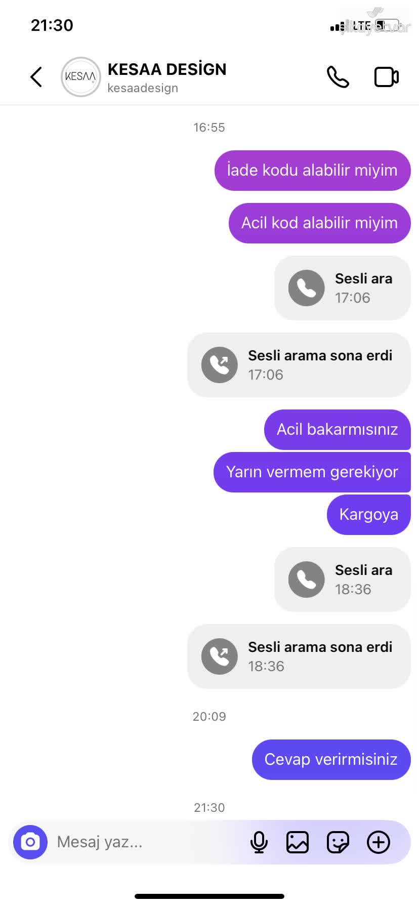 Kesaa Design İade Taleplerime Cevap Verilmiyor - Şikayetvar