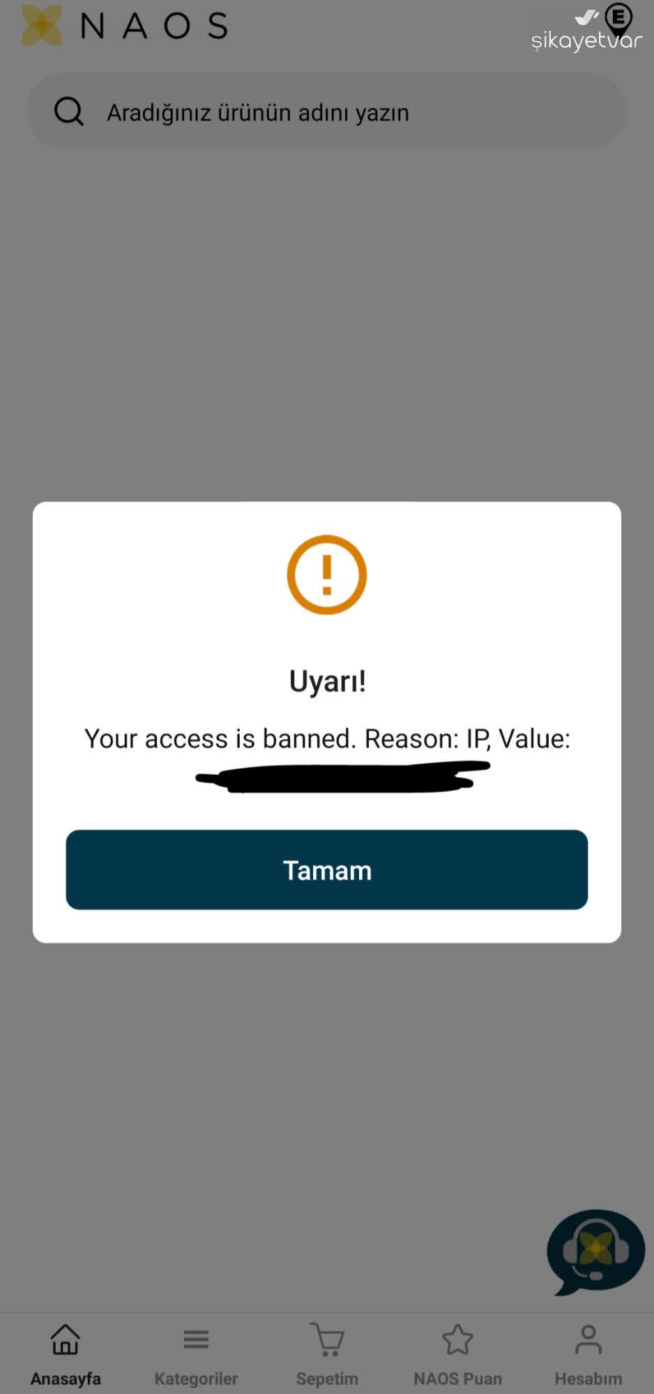 Naos Stars Haksız Banlanma Ve Bilgi Talebi - Şikayetvar